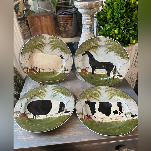 Sakura | Dining | Warren Kimble Farm Animals Salad Plates French ...